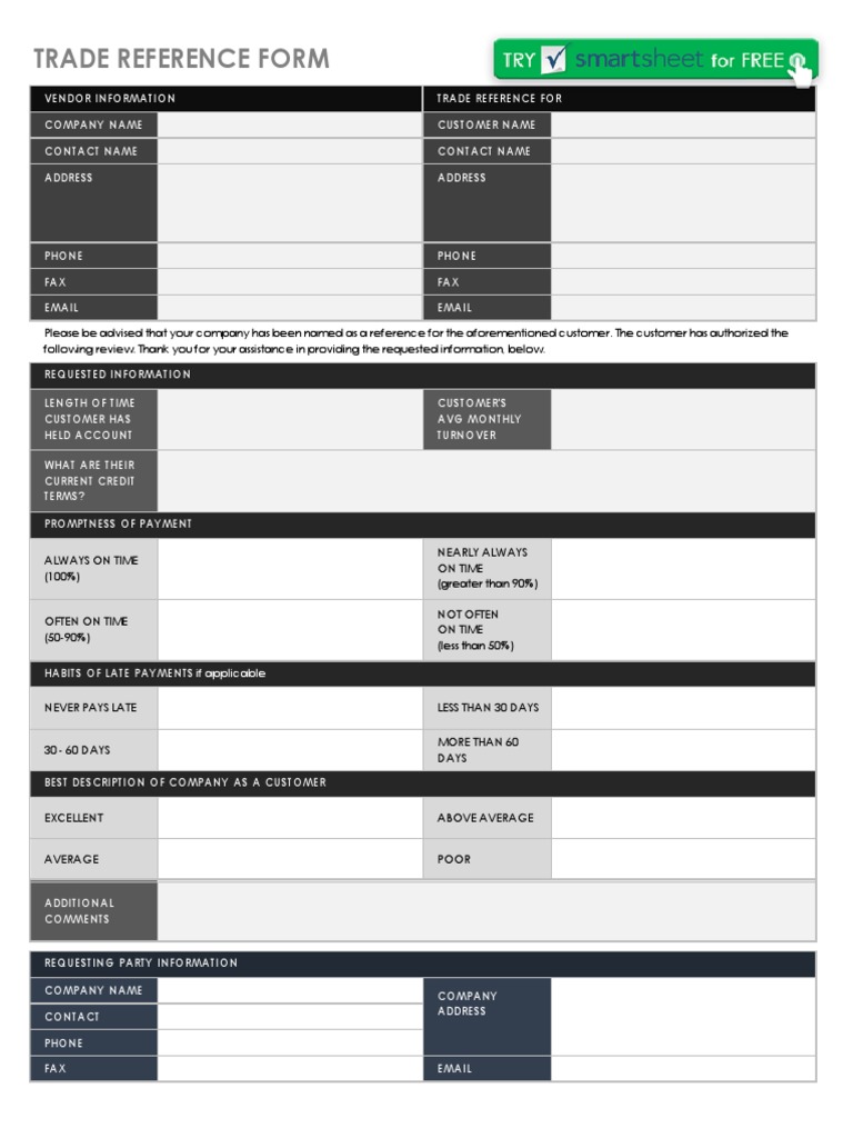 Trade Reference Form Summary | PDF | Business | Computing