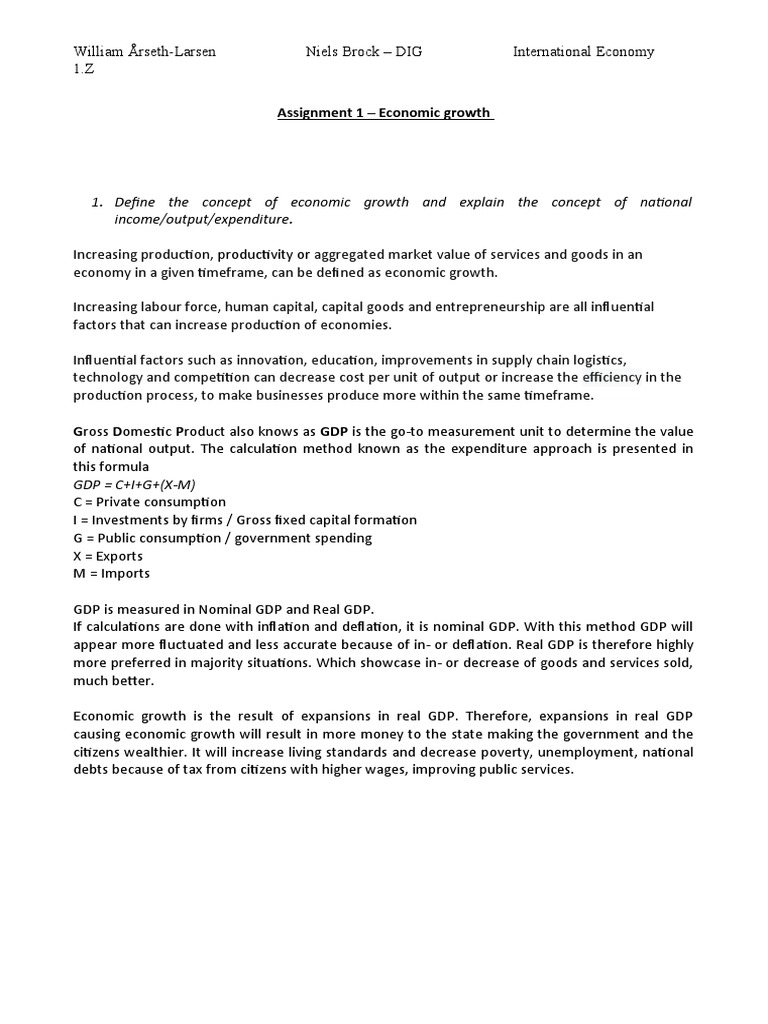 Assignment - Economic Growth | PDF | Gross Domestic Product | Economic Growth