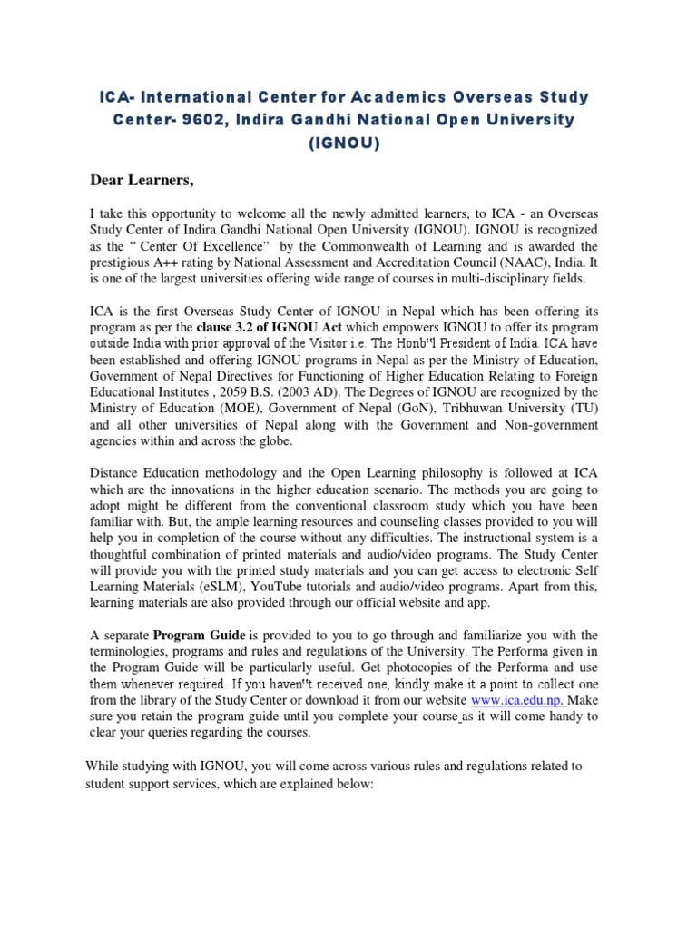 Ignou Welcome Letter | PDF | Libraries | Gmail