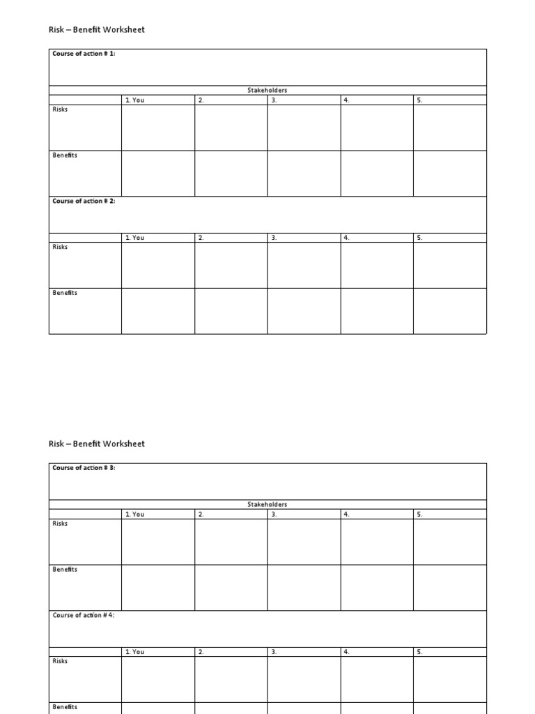 Risk Benefit Worksheet | PDF