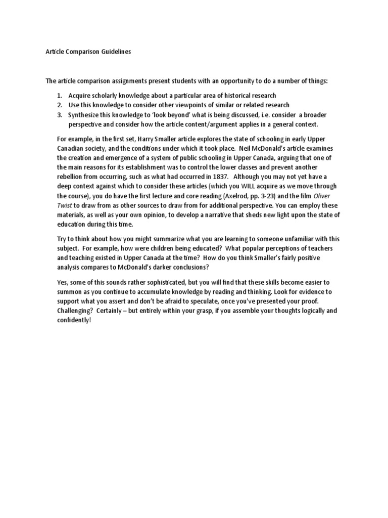 Article Comparison Guidelines | PDF