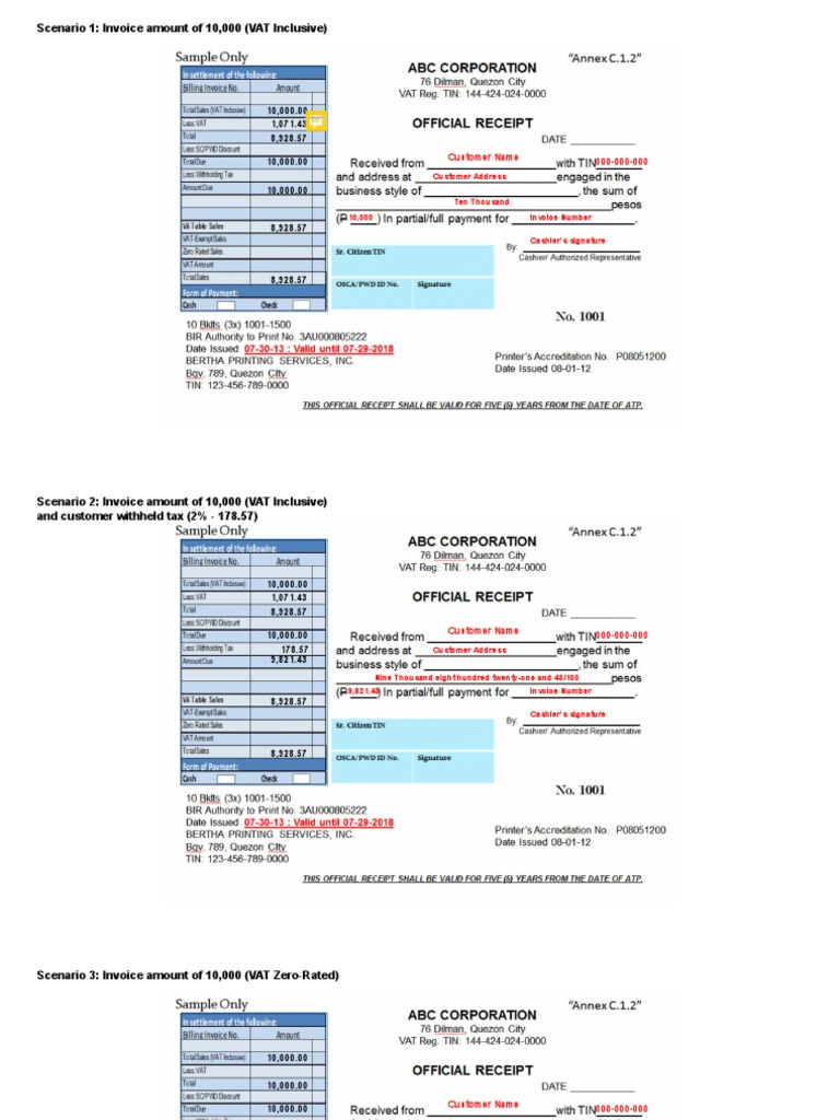Official Receipt Writing Scenarios | PDF | Invoice | Receipt