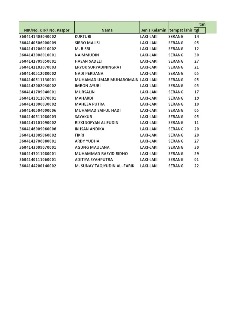 Format Data Santri | PDF