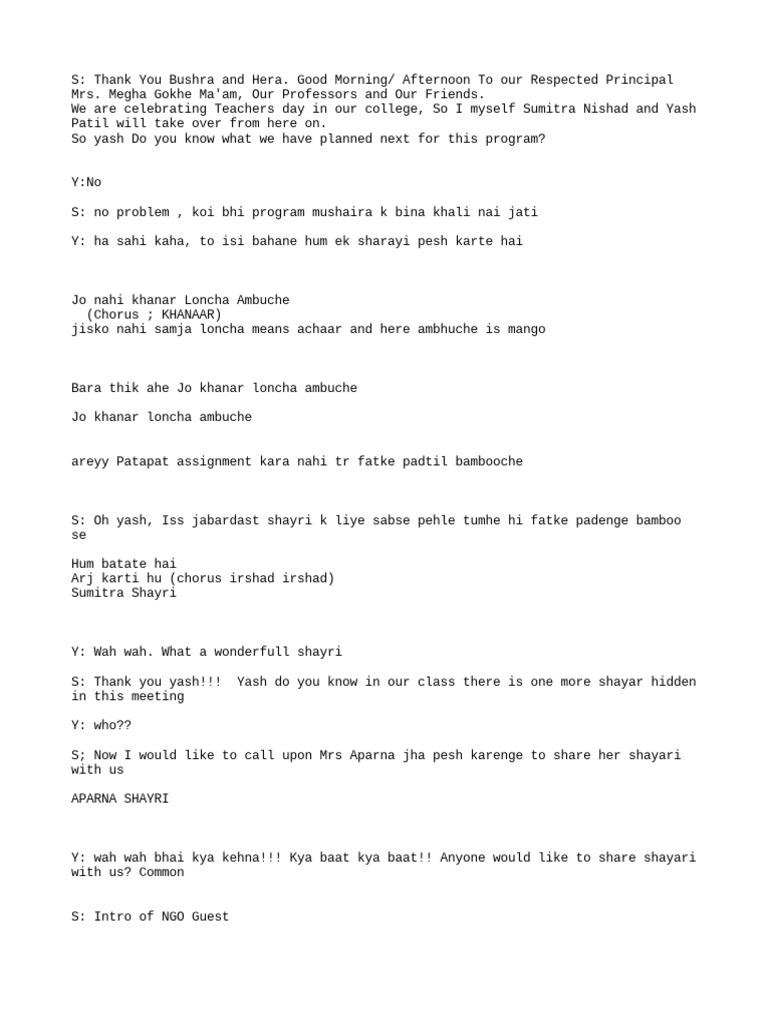 Teachers Day Anchoring Script | PDF