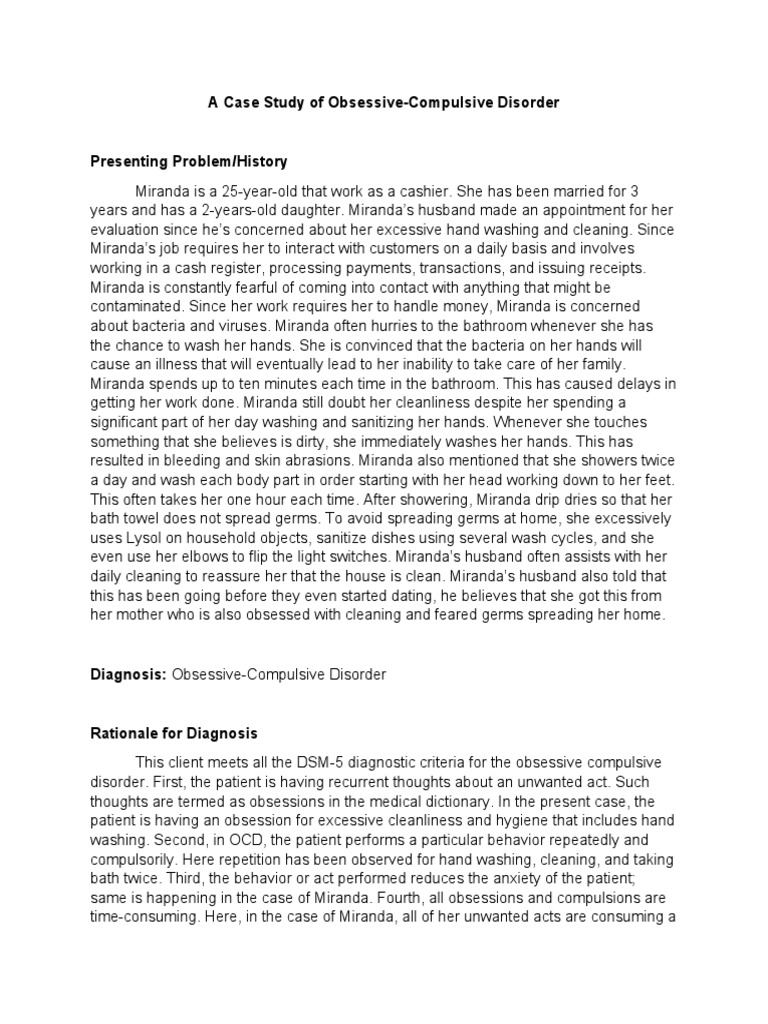 A Case Study | PDF | Obsessive–Compulsive Disorder | Medical Specialties