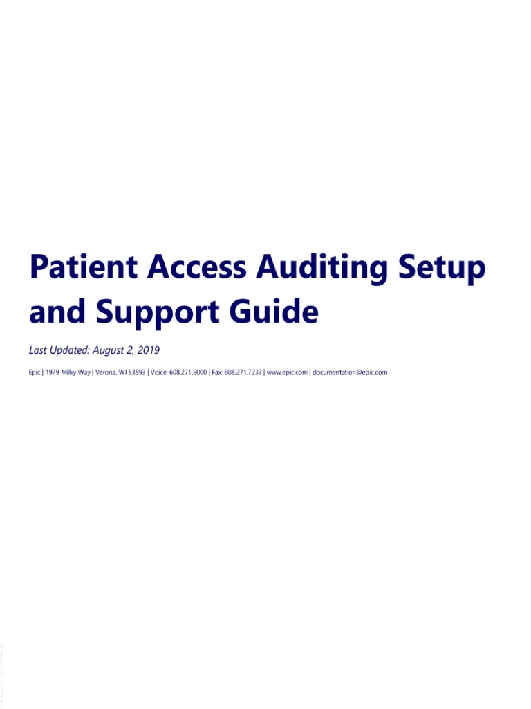 PatientAccessAuditingSetupandSupport Guide | PDF