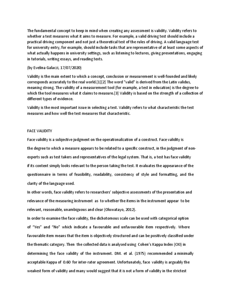 Definition of Validity | PDF