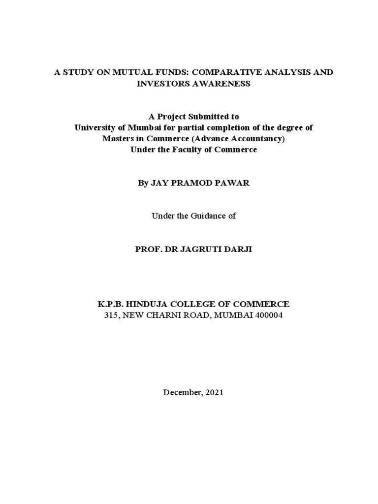 Project | PDF | Investment Fund | Mutual Funds