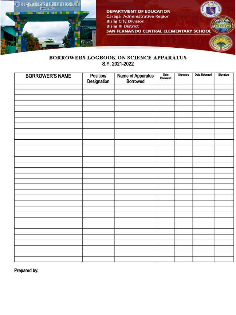 Science Apparatus - Borrowers Logbook | PDF