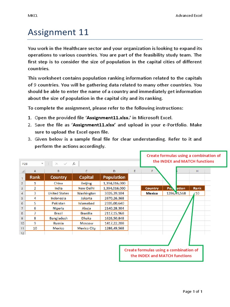 Assignment 11: MKCL Advanced Excel | PDF