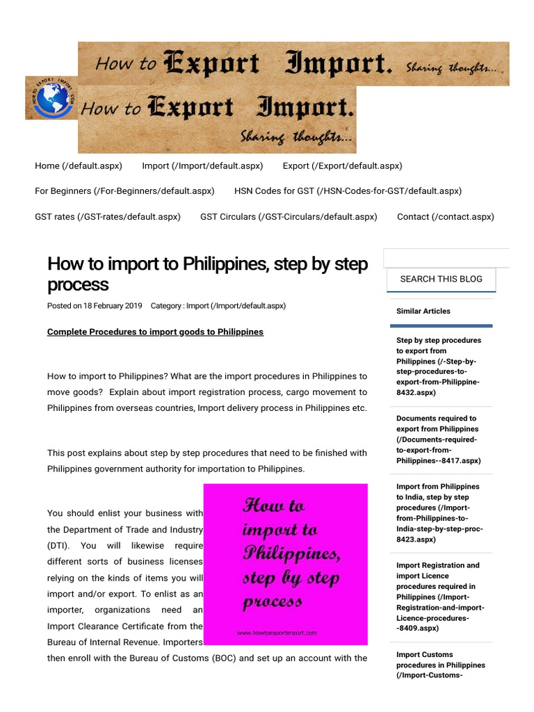 How To Import To Philippines, Step by Step Process | PDF