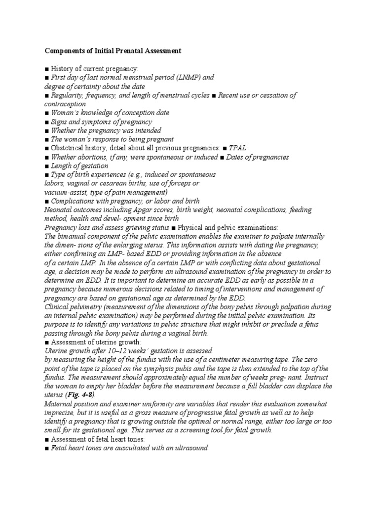 Prenatal Assessments by Trimester | PDF