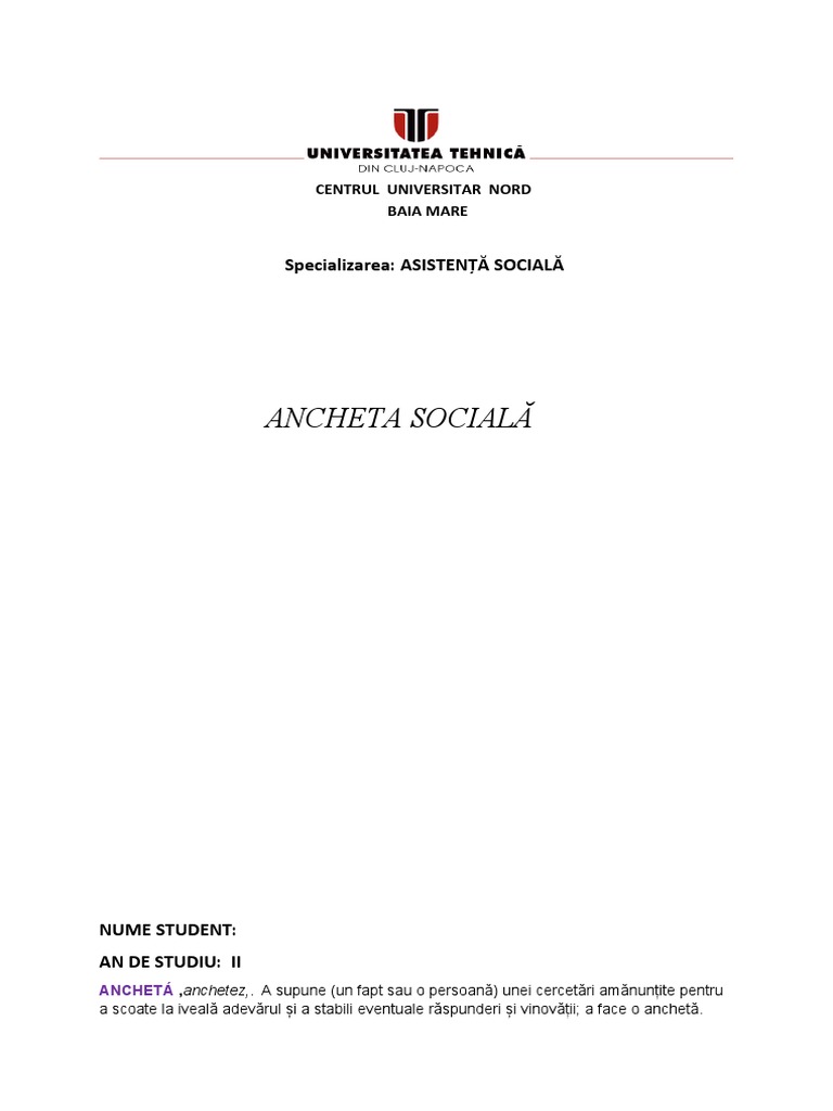 Referat Ancheta Sociala | PDF