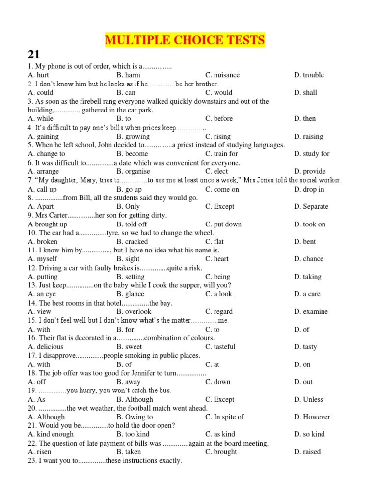 Multiple Choice Tests | PDF