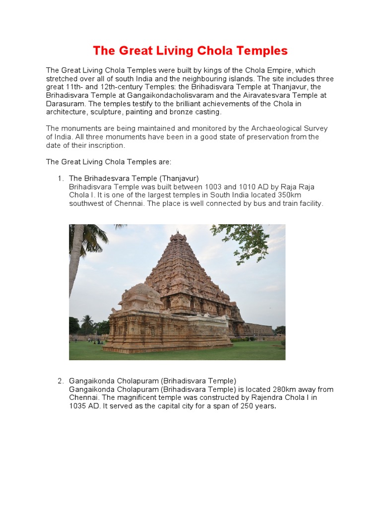 The Great Living Chola Temples | PDF