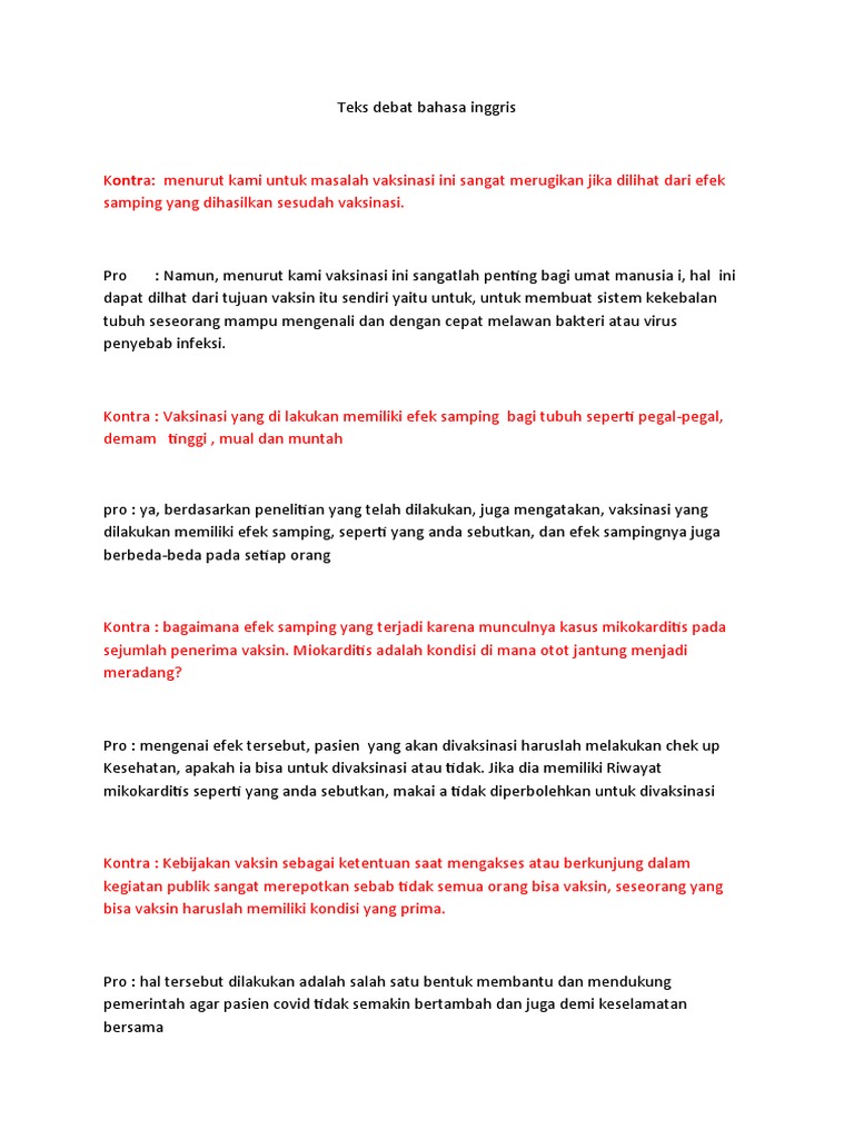 Teks Debat Bahasa Inggris | PDF