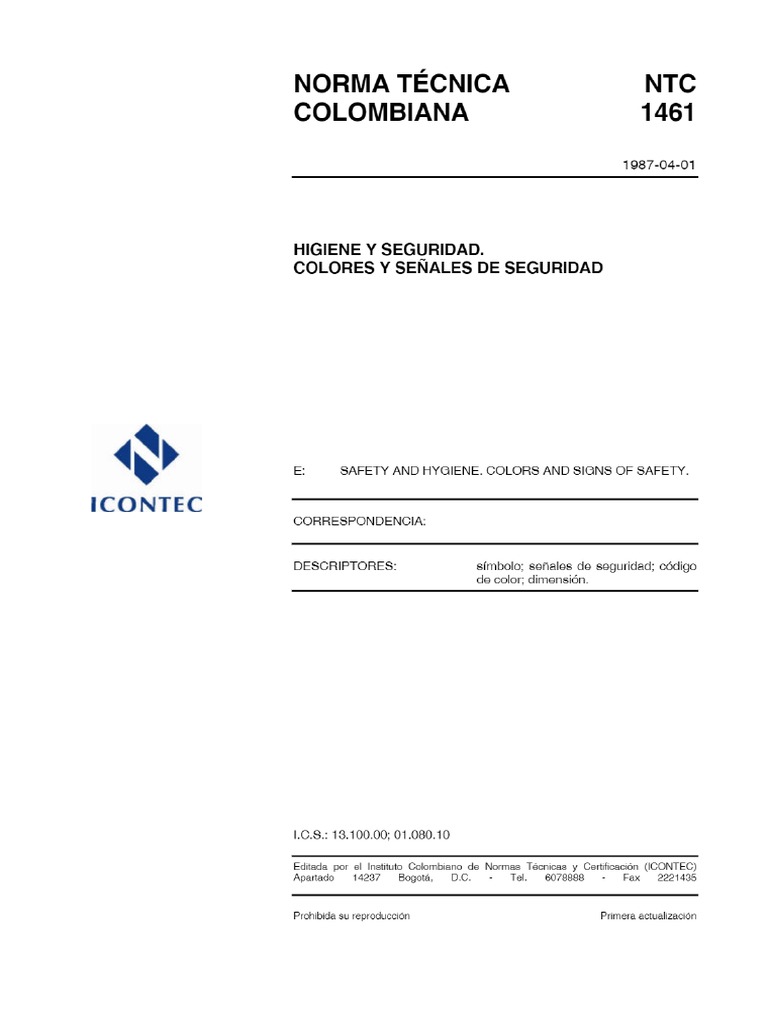 Norma Técnica NTC Colombiana 1461 | PDF