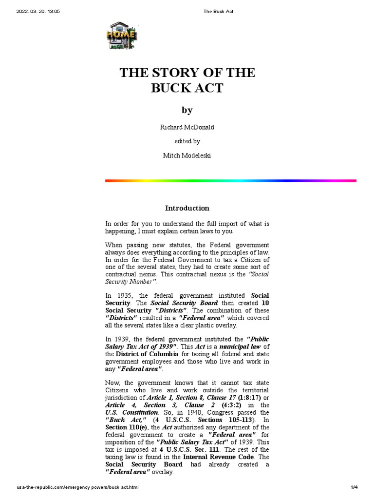 The Story of The Buck Act: Security Number" | PDF | Federal Government ...