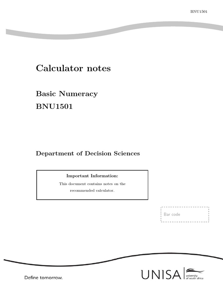 Calculator Notes: Basic Numeracy BNU1501 | PDF | Interest | Present Value