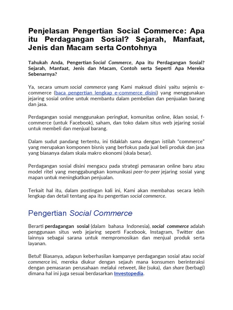 Social Commerce | PDF | Bisnis | Ilmu Sosial
