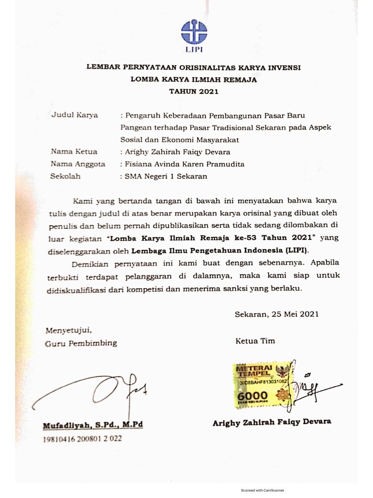 Lembar Orisinalitas TTD | PDF