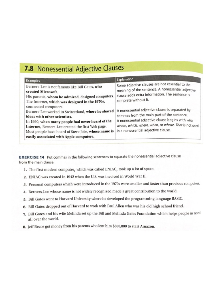 Essential Vs Non-Essential Relative Clauses | PDF Essential Vs Non-Essential Relative Clauses | PDF