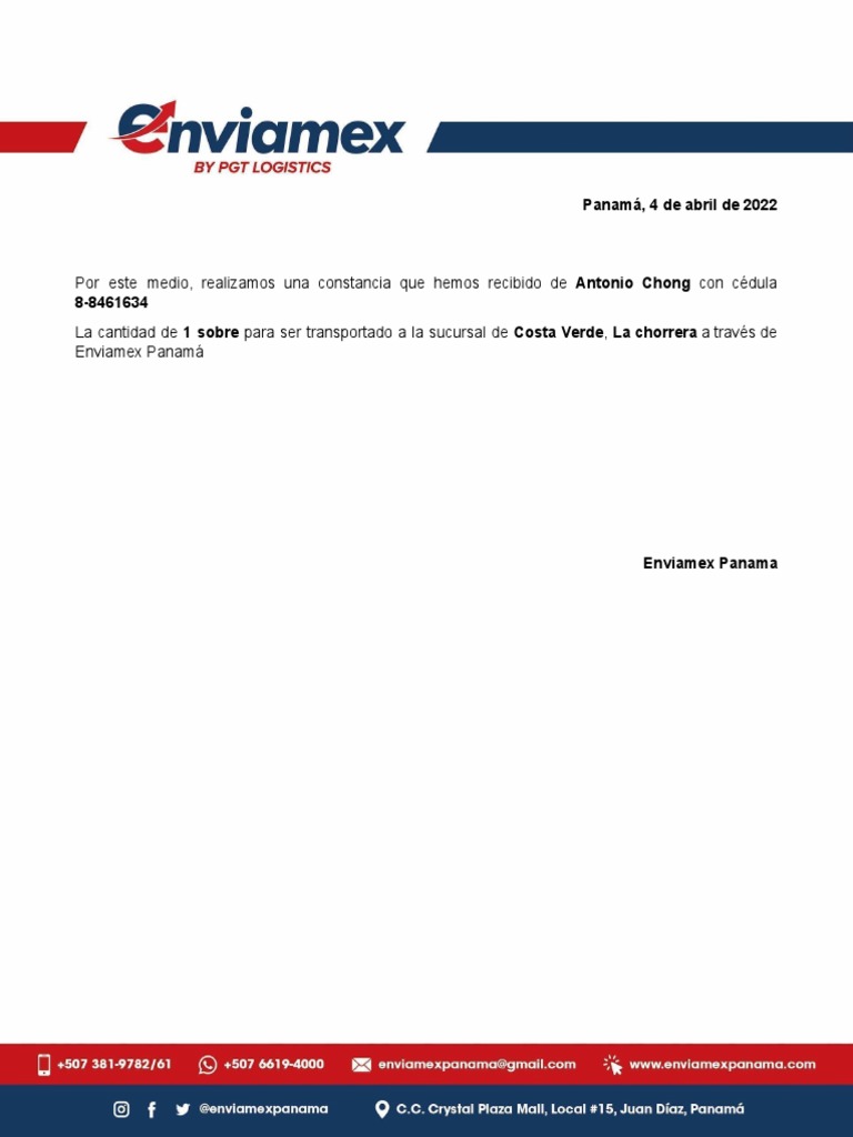 Constancia de Recibido | PDF