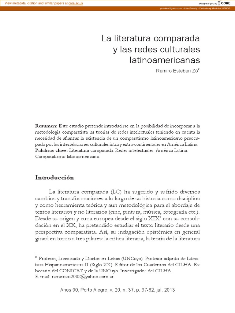 La Literatura Comparada | PDF | America latina | Historiografía