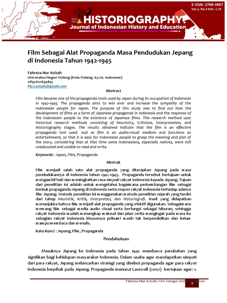 Film Propaganda Jepang di Indonesia 1942-1945 | PDF