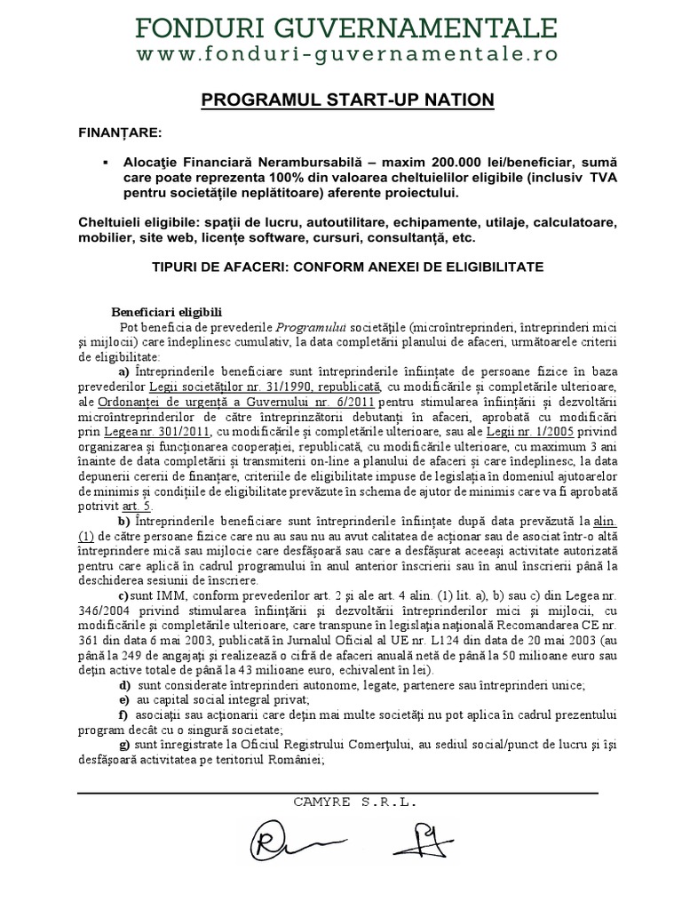 Prezentare START-UP NATION - CAMYRE | PDF