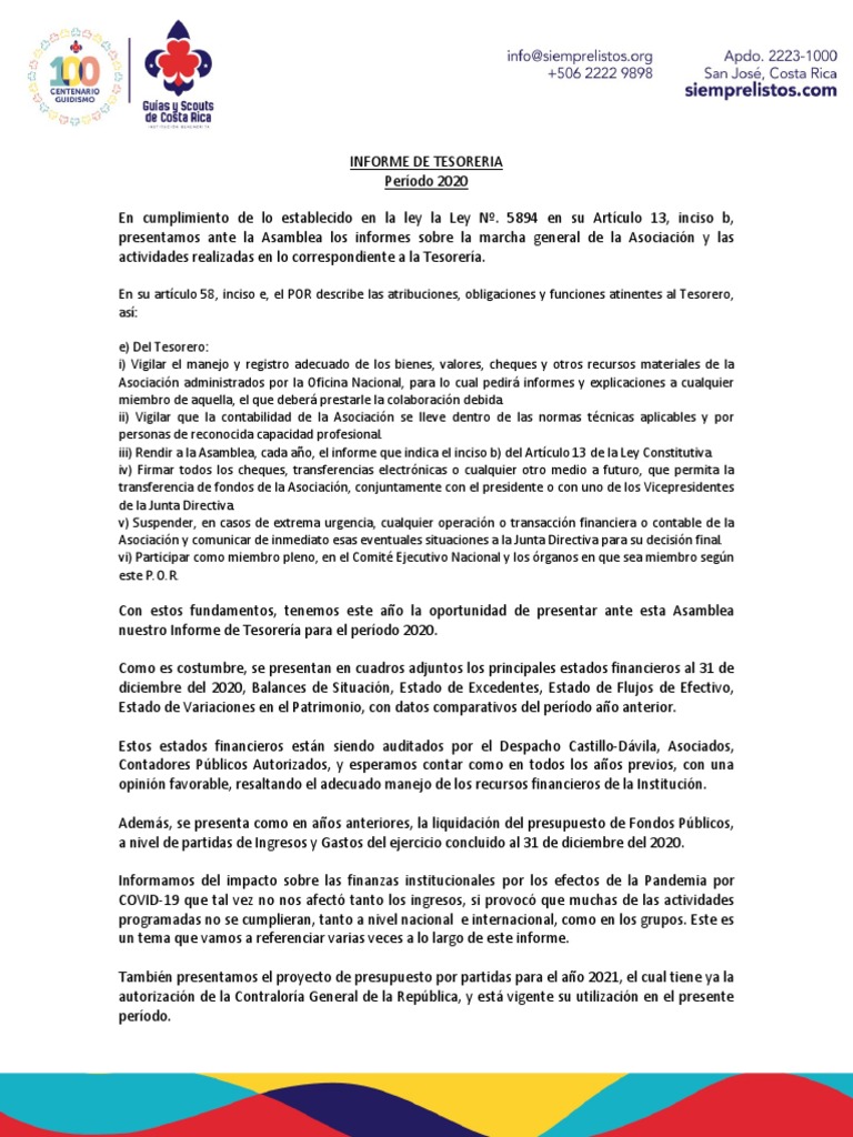 Informe Anual de Tesorería 2021 | PDF | Contabilidad | Presupuesto