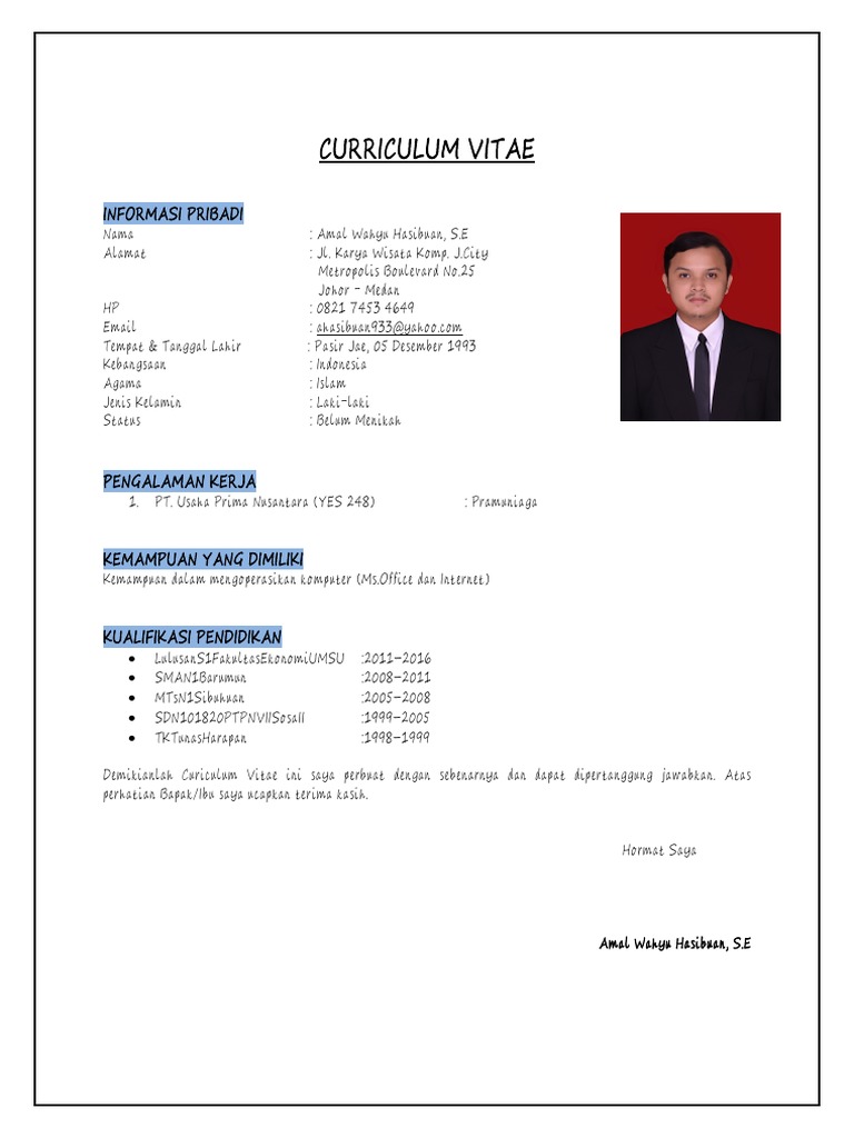 CV Amal Baru | PDF