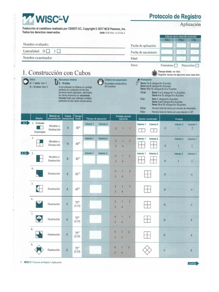 Protocolo Aplicación Wisc V | PDF