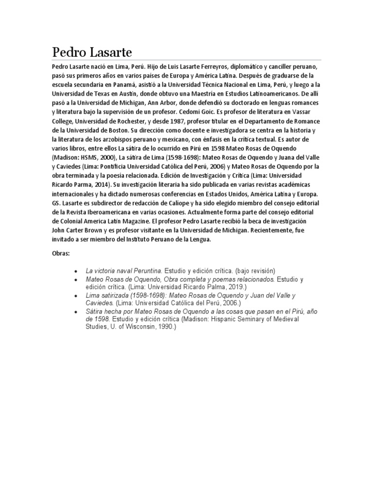 Pedro Lasarte | PDF | Universidad | Perú