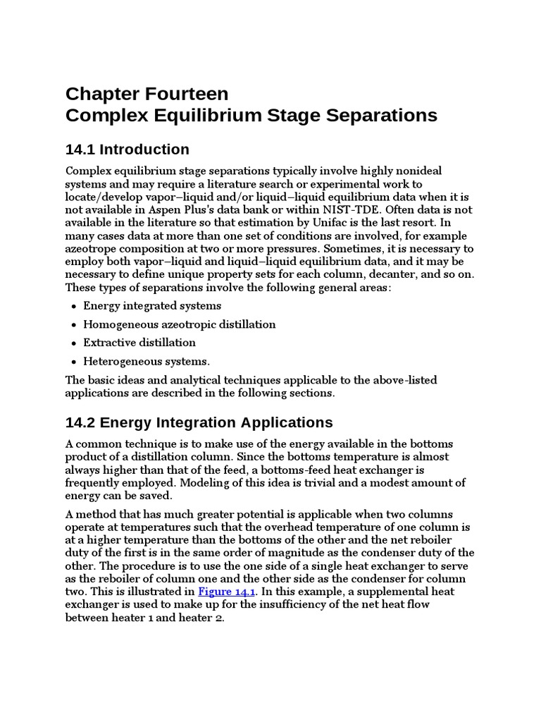 Chapter Fourteen Complex Equilibrium Stage Separations | PDF ...