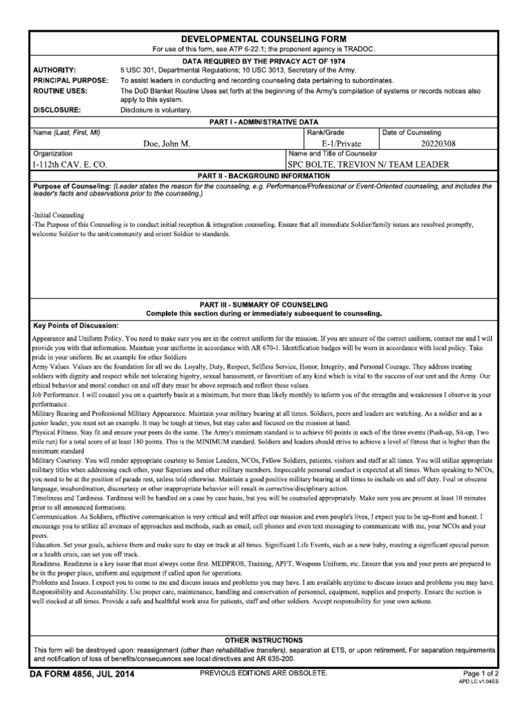 Initial Counseling | PDF