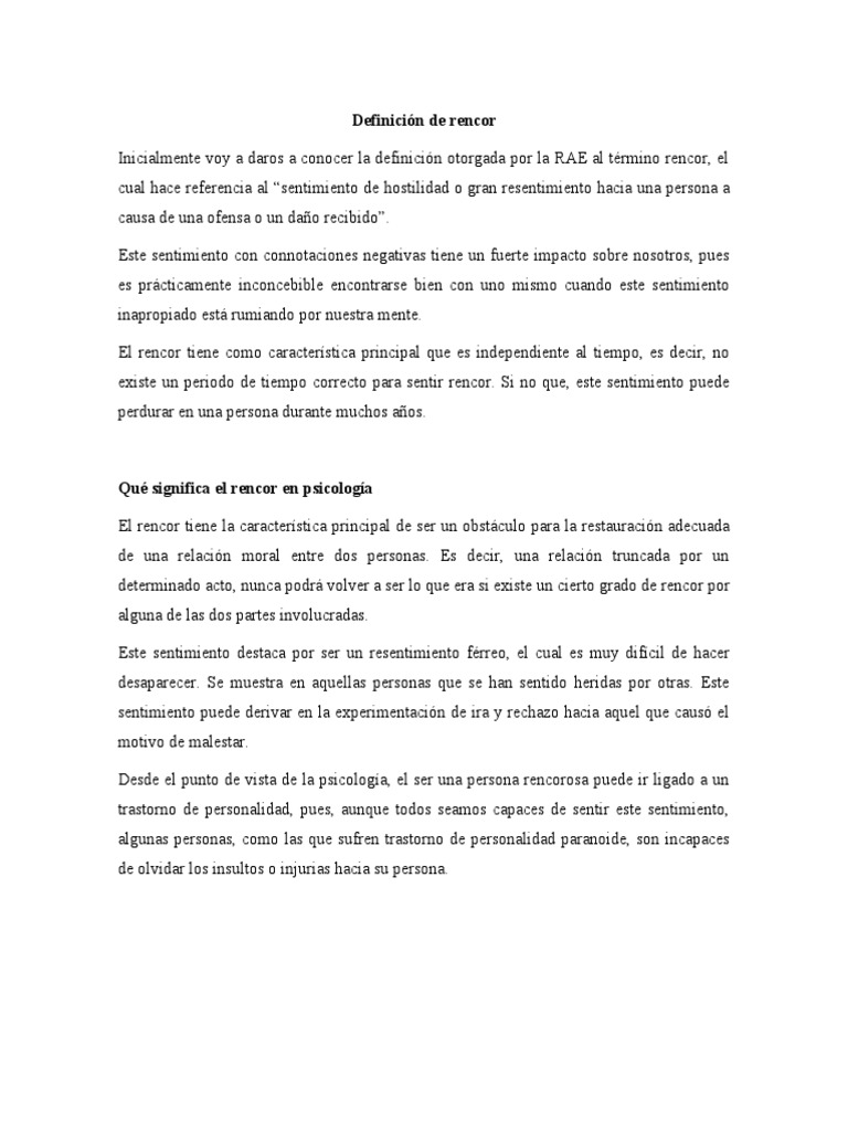 Definición de Rencor | PDF