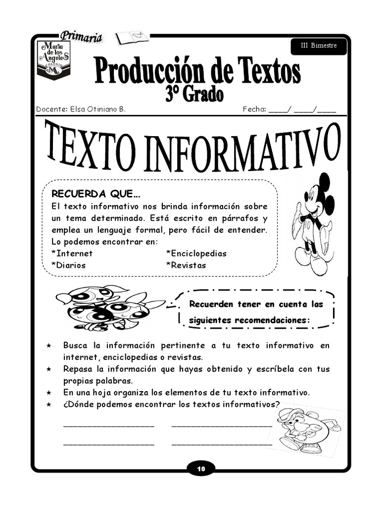 Ficha 1 El Texto Informativo | PDF | Aves
