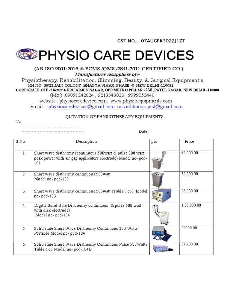 MRP Price List Physio 2021 | PDF | Physical Therapy | Treadmill