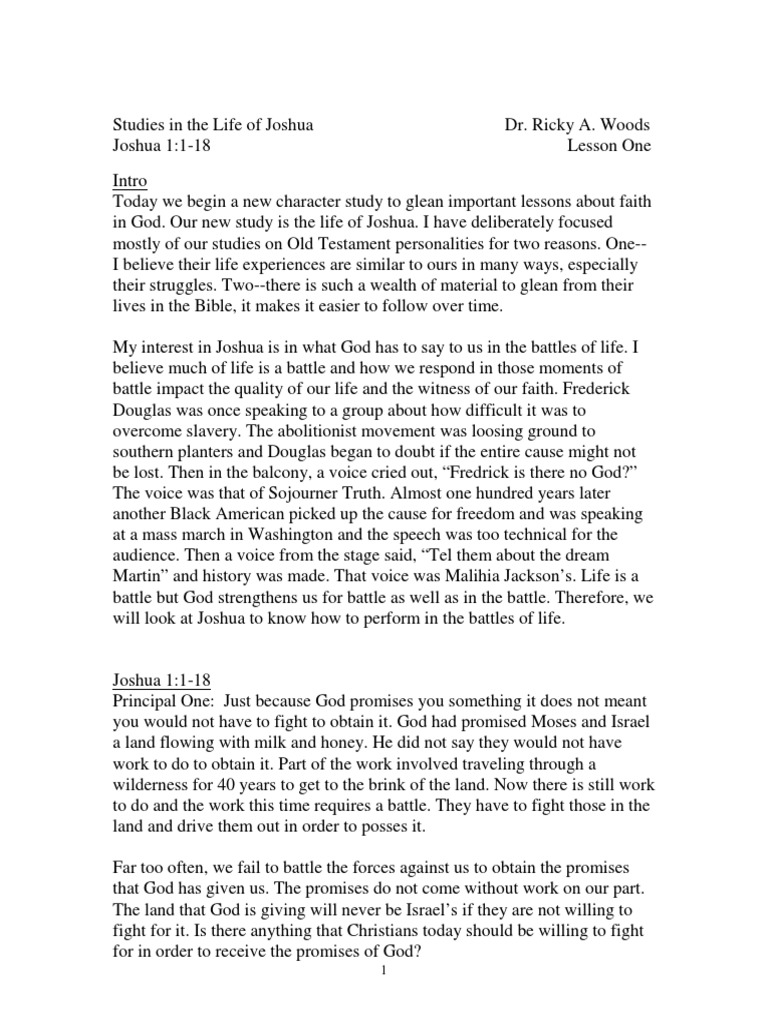 Studies in The Life of Joshua Lesson One | PDF | Joshua | Moses