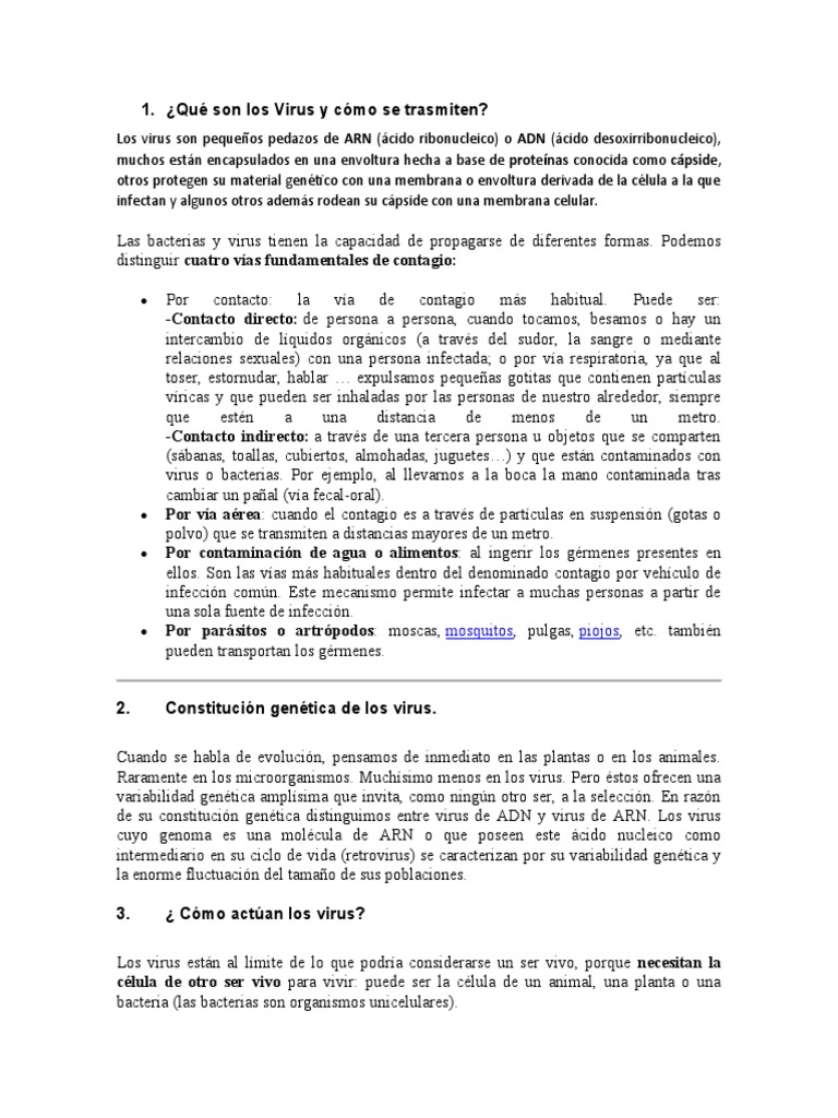 Virus: Tipos, Transmisión y Evolución | PDF | Virus | Las bacterias