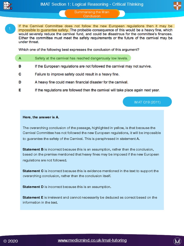 1.2 Conclusions (IMAT Questions + Answers) | PDF