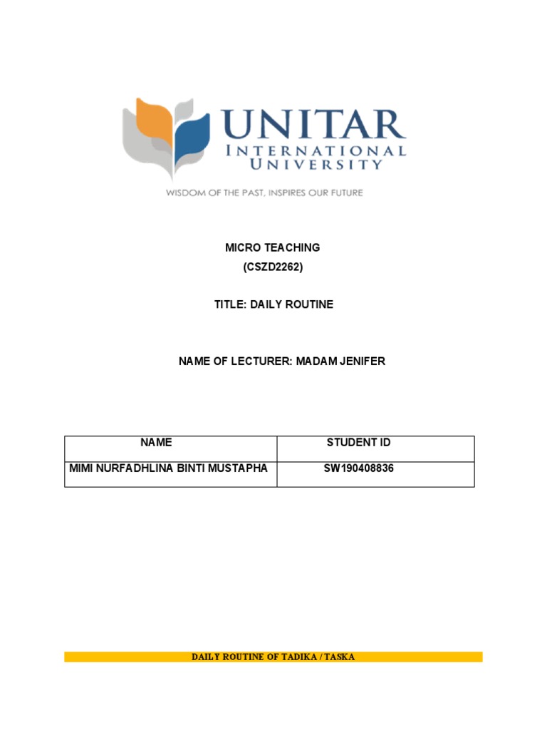 Daily Routines of a Preschool: A Microteaching Session on the Schedules ...