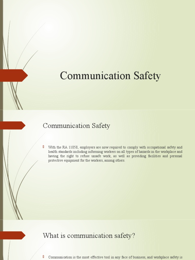 Topic 4 Communication Safety | PDF | Occupational Safety And Health ...