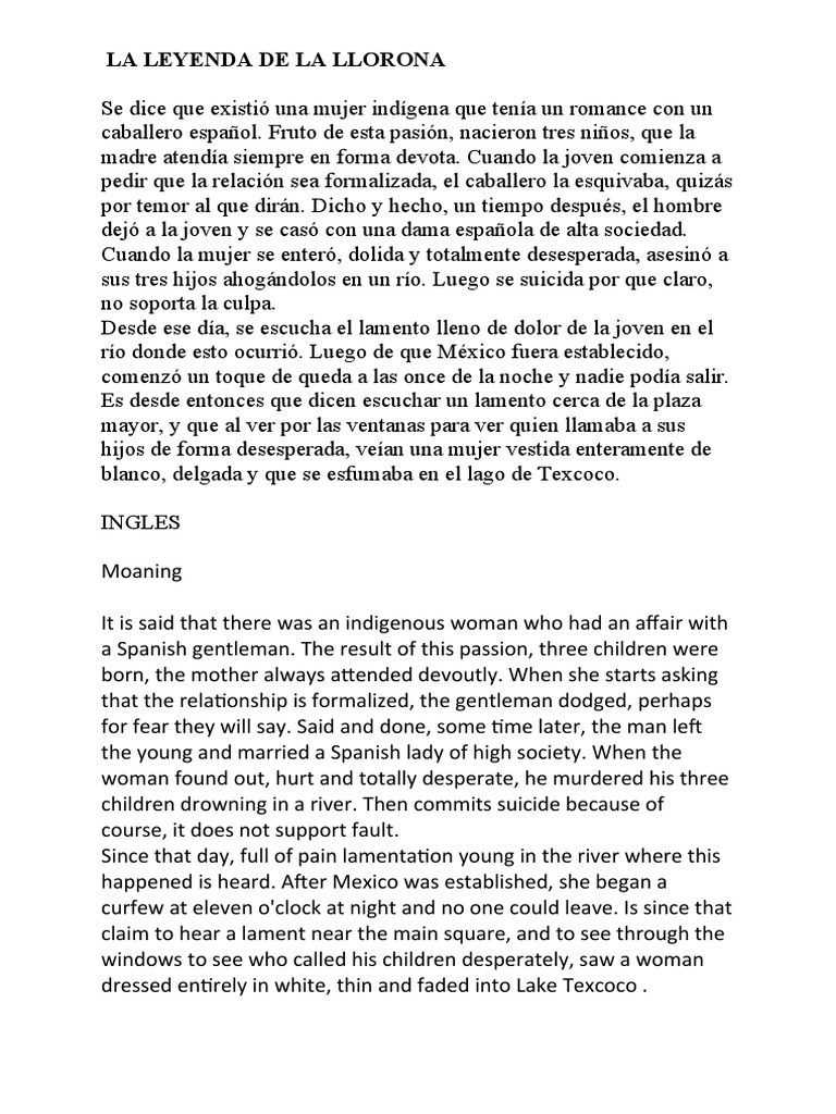 La Leyenda de La Llorona | PDF