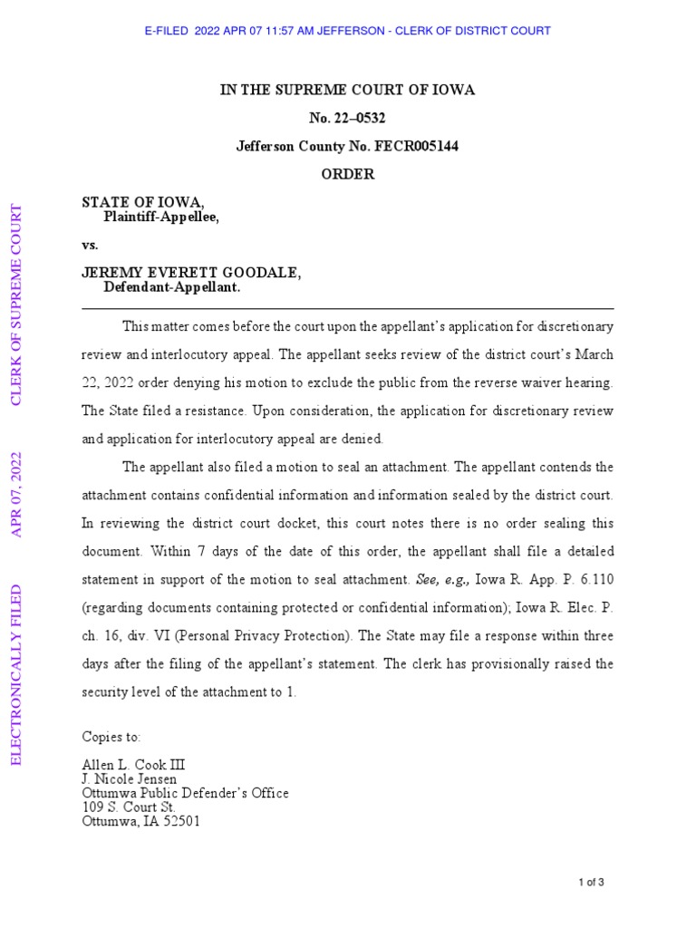 Jeremy Everett Goodale | PDF | Appeal | Interlocutory Appeal