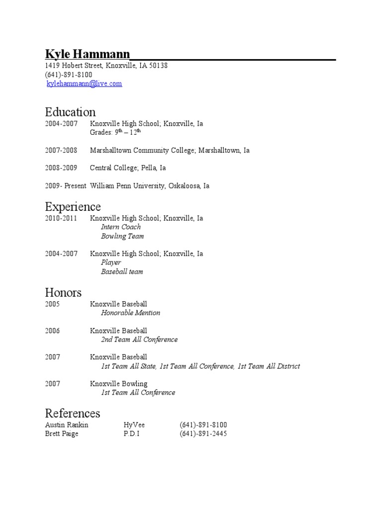 Kyle Hammann - : Education | PDF