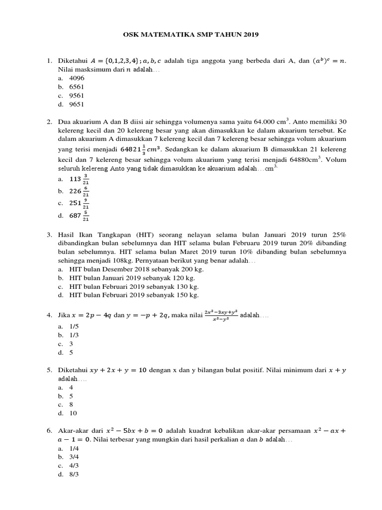 Soal OSK SMP 2019 | PDF