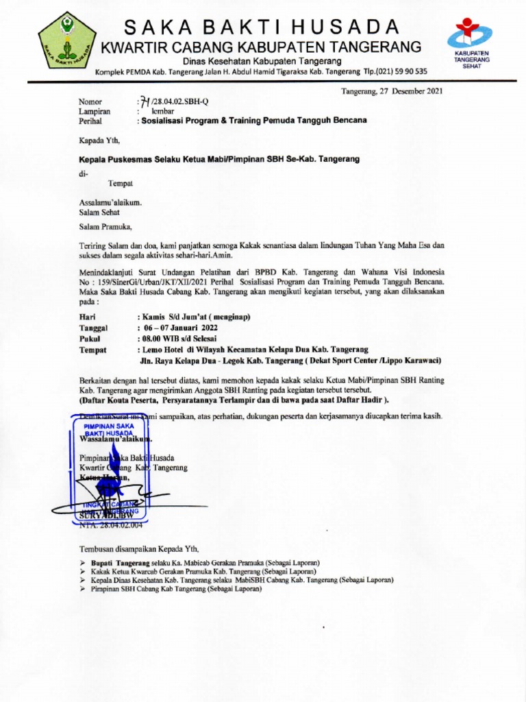 Surat Pelatihan SBH | PDF