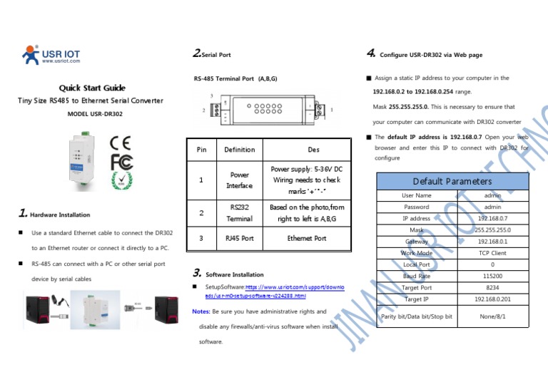 USR DR302 Quick Start Guide | PDF | Port (Computer Networking) | Computing